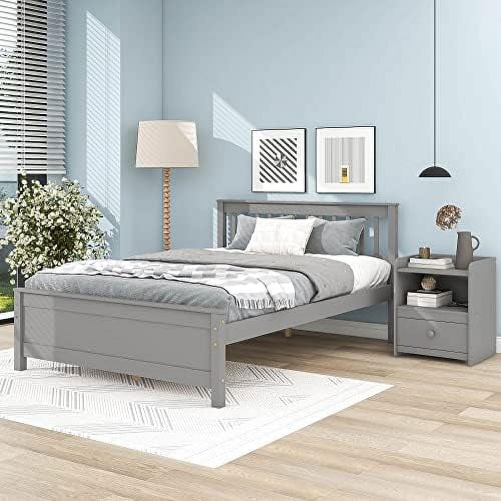 Bedroom Furniture Set with 1 Full Beds Frame & 1 Nightstand, for Boys Girls, Kids Full Beds ...