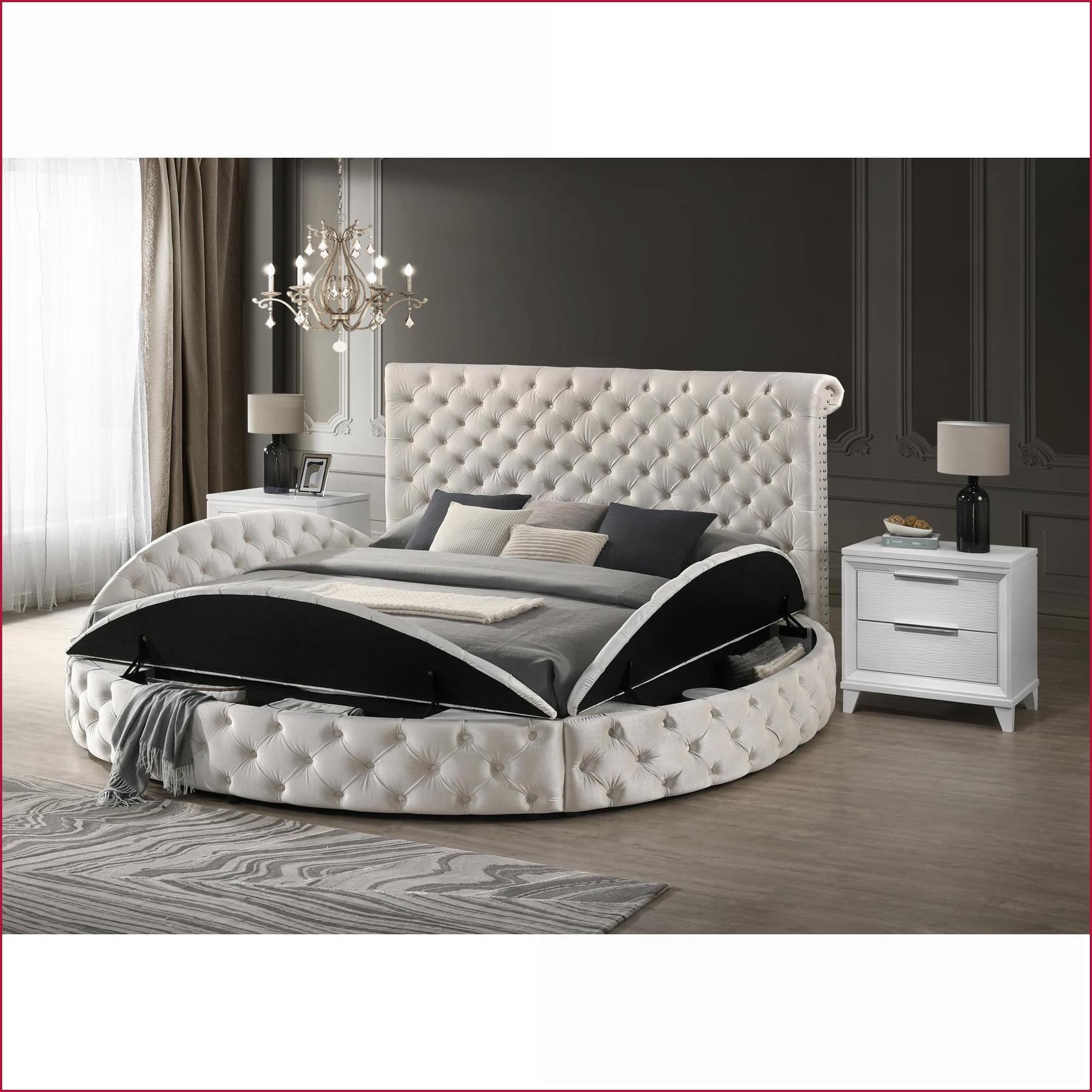 Bedroom Furniture Set, 3pc Queen Round Bed with Storage & 2 White ...
