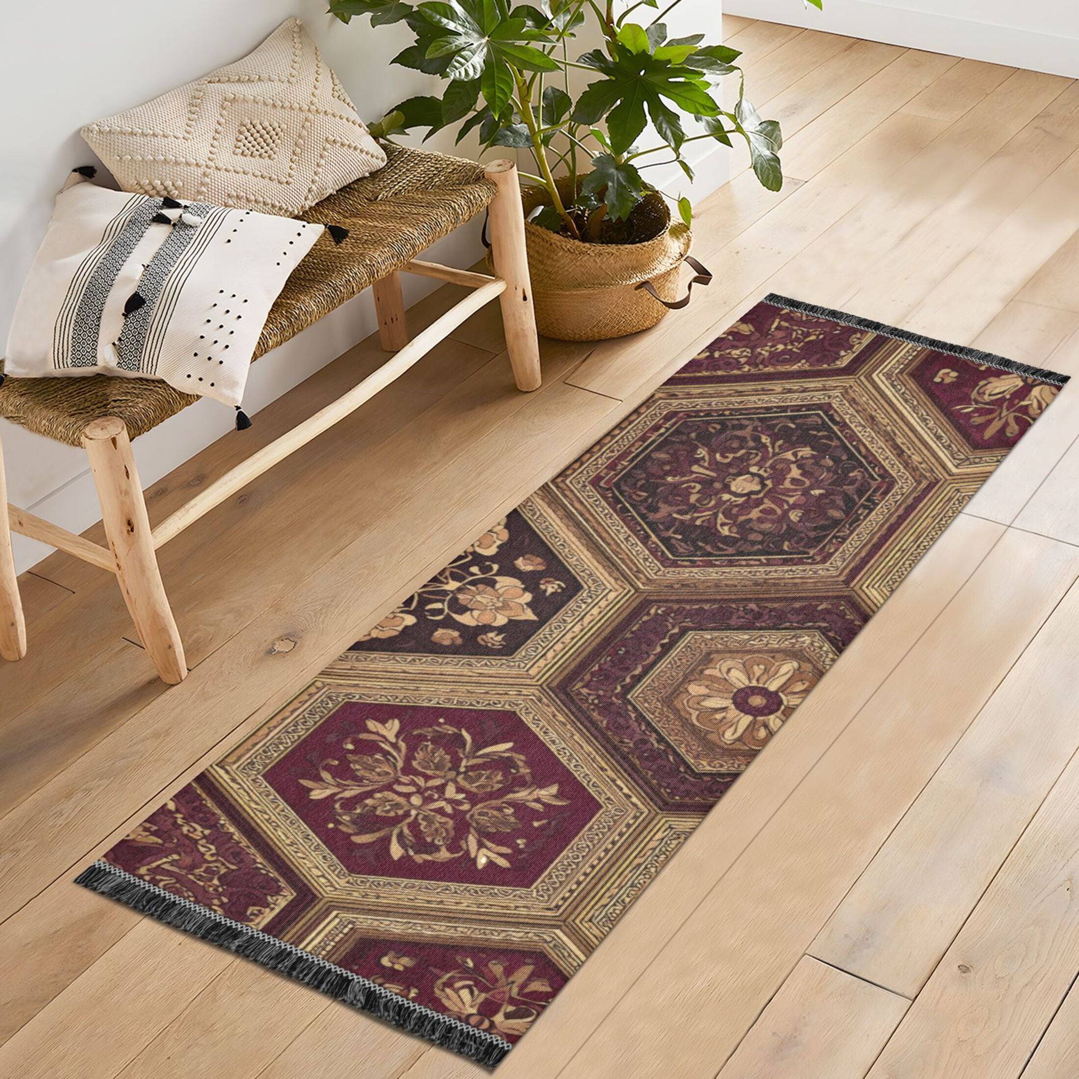 Bedroom Hallway Indoor Outdoor Mat With Rubber Backing Runner Rug Long ...