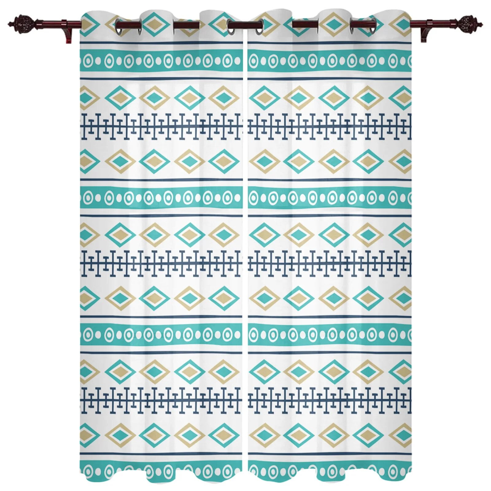 Bedroom Kitchen Curtain Bohemian Geometric Pattern Window Curtains Curtains for Living Room ...