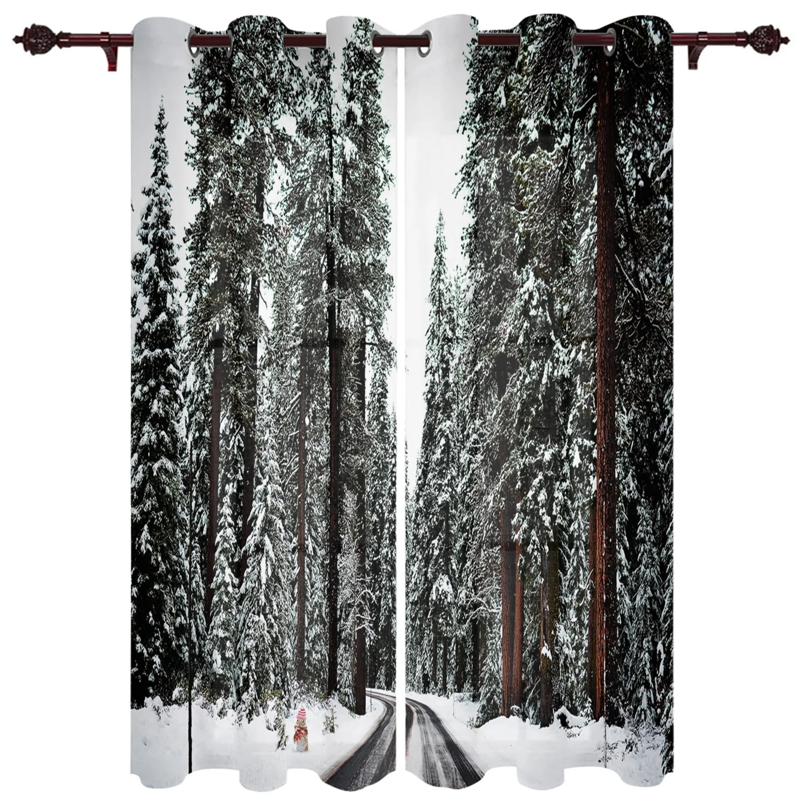 Bedroom Kitchen Curtains Gray Trees Landscape Curtain Living Room ...