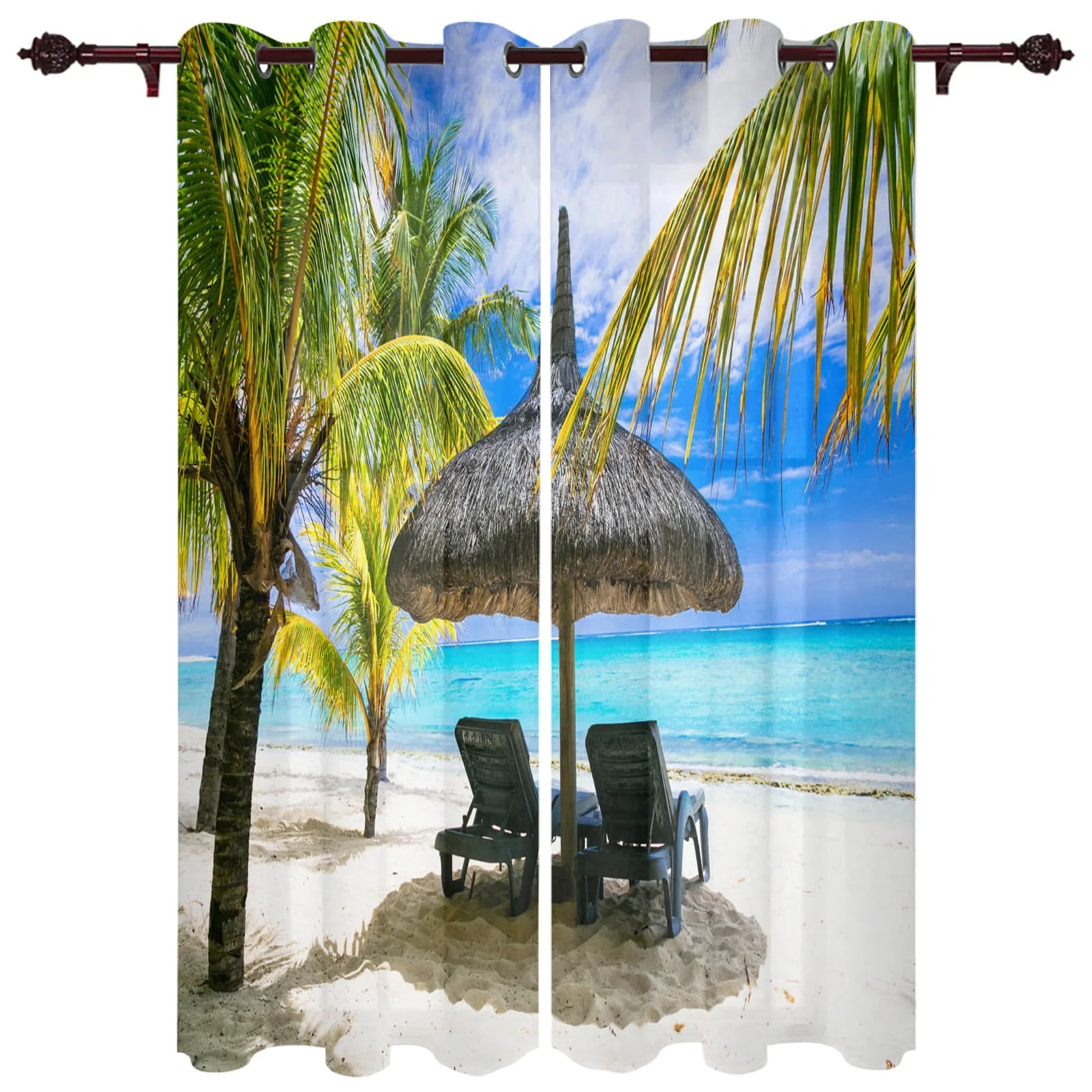 Bedroom Kitchen Curtains Sea House Terrace Curtain Living Room ration ...