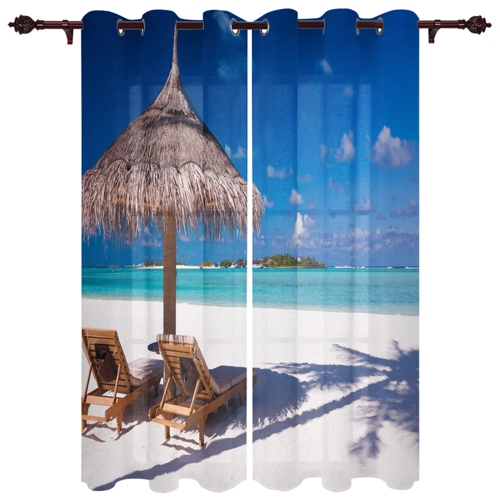 Bedroom Kitchen Curtains Sea House Terrace Curtain Living Room ration ...