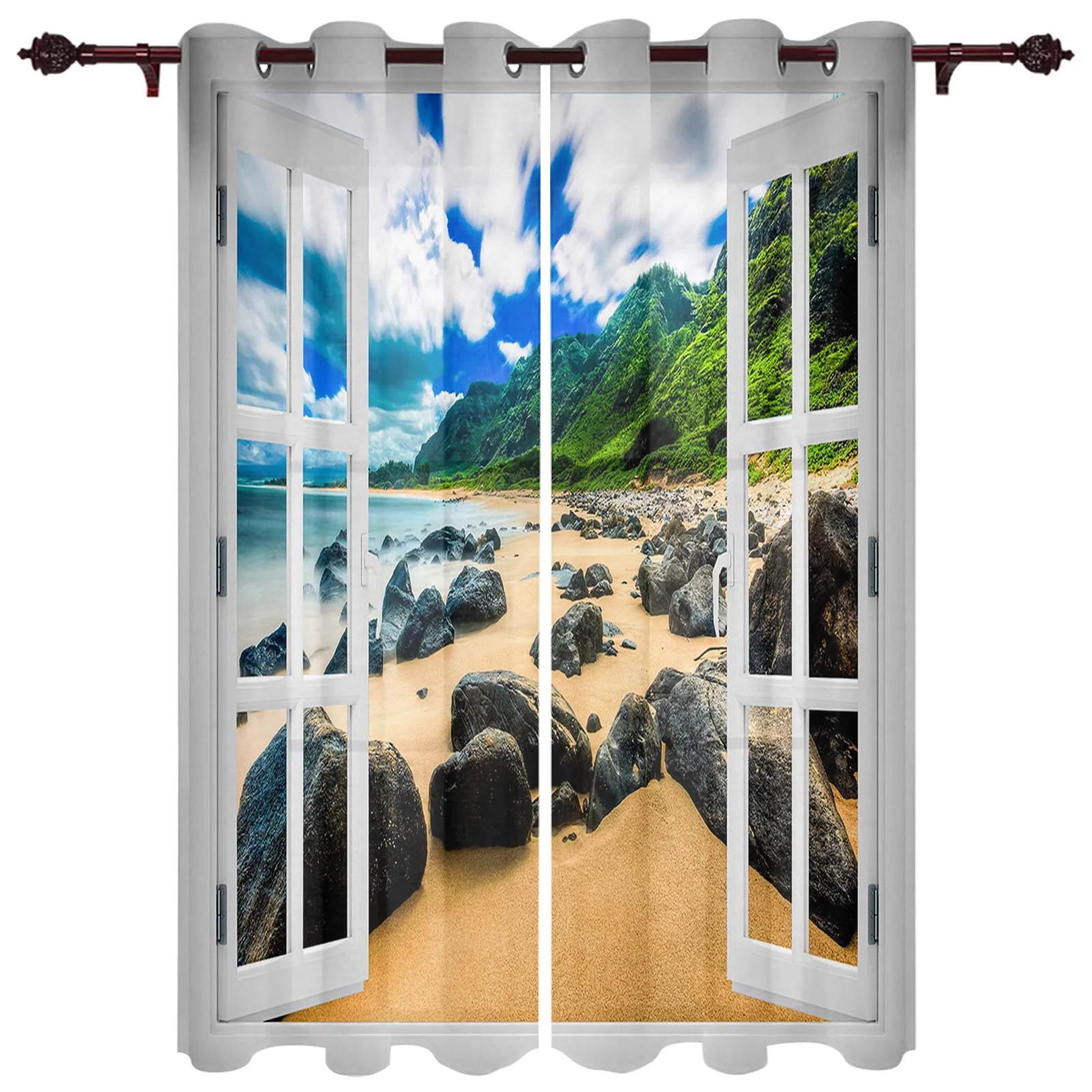Bedroom Kitchen Curtains Sea House Terrace Curtain Living Room ration ...