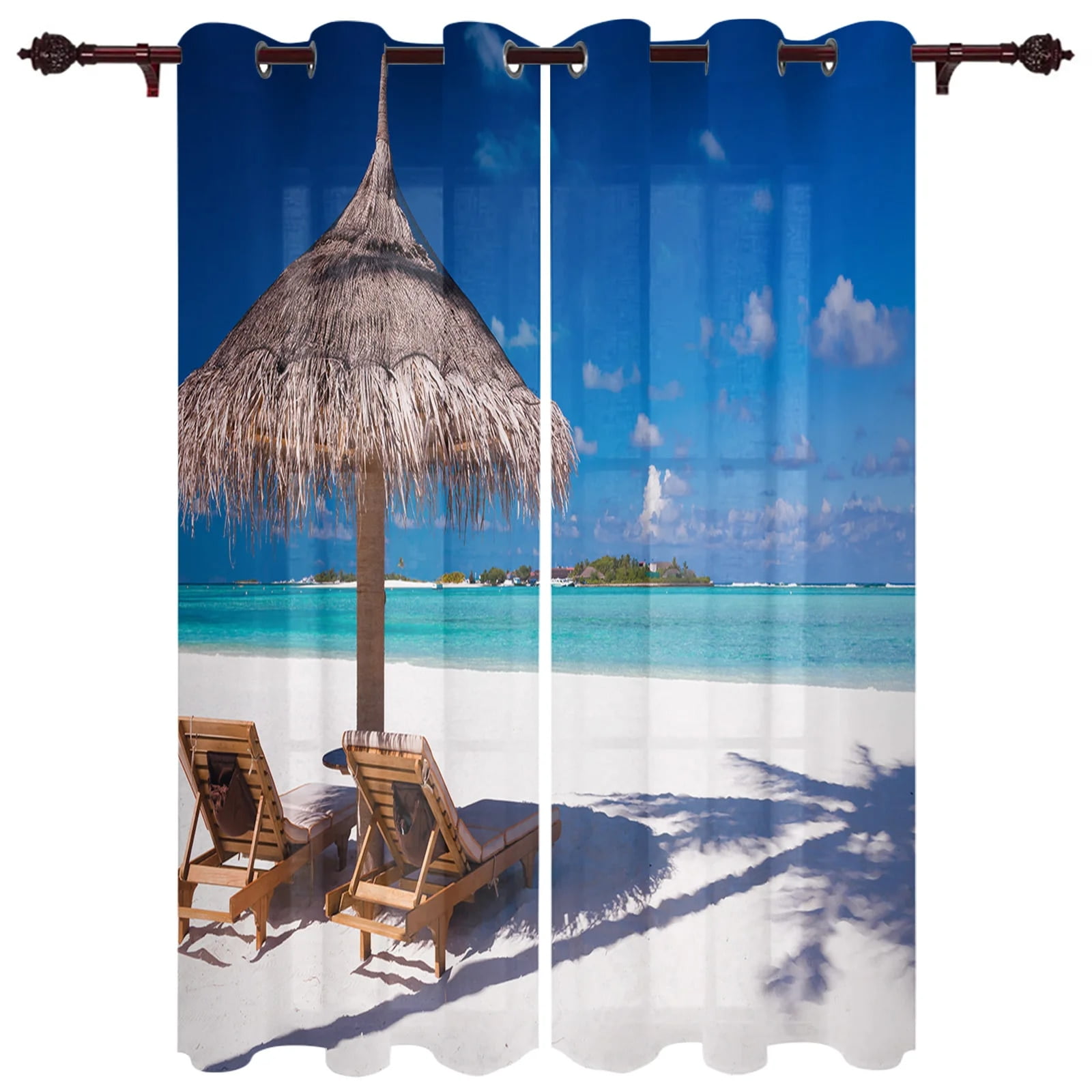 Bedroom Kitchen Curtains Sea House Terrace Curtain Living Room ration ...