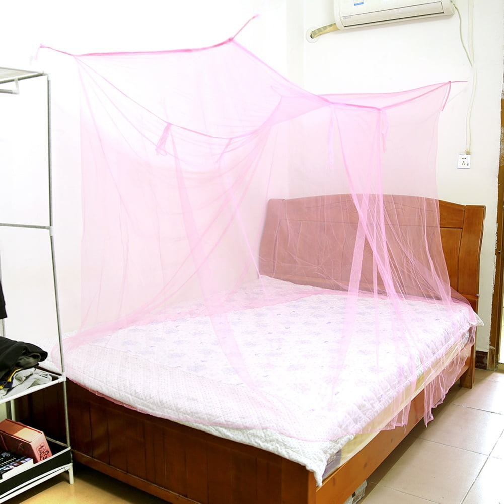 Bedroom Mosquito Net 4 Corners Princess Lace Bedding Netting Canopy ...