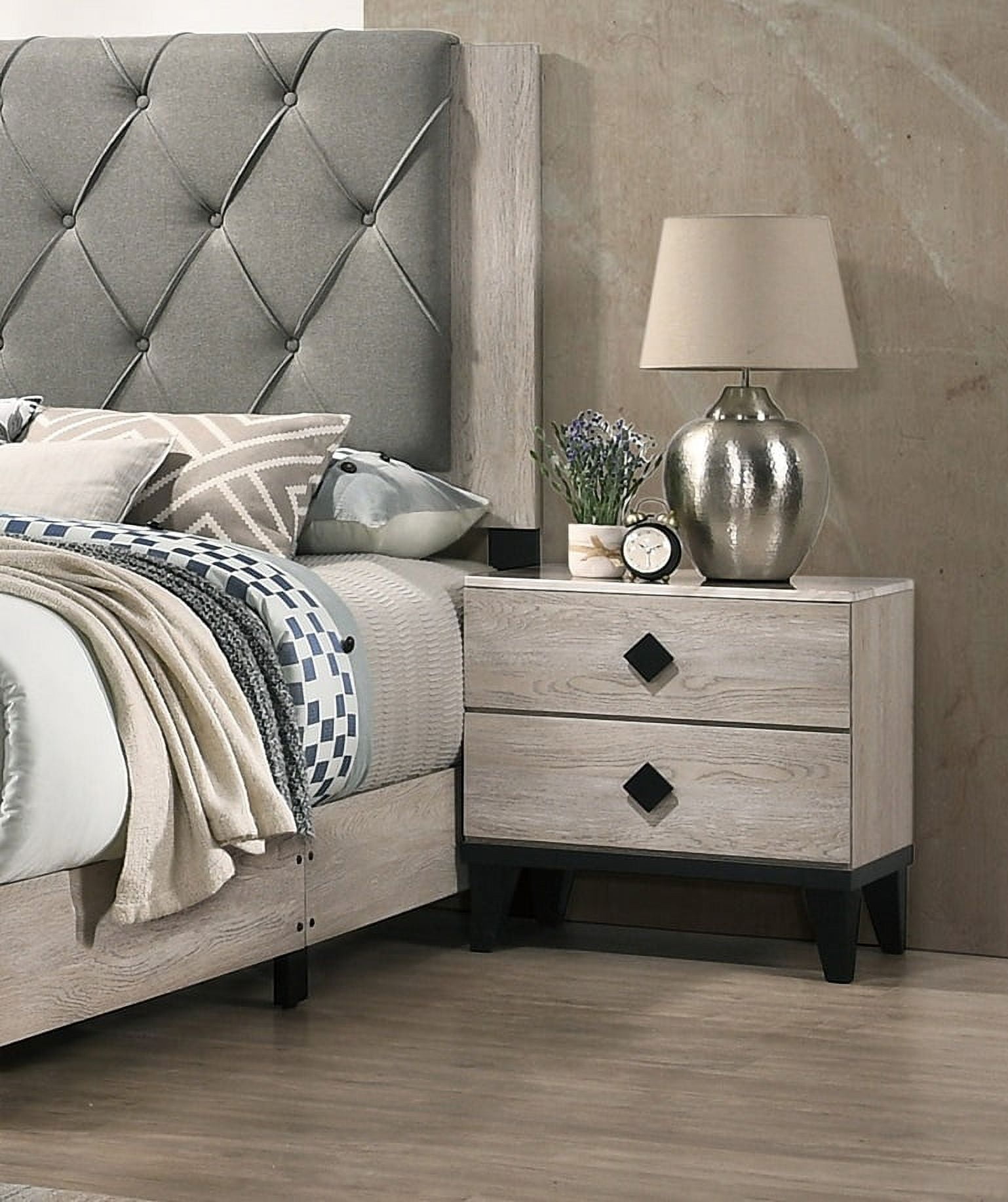 Bedroom Nightstand, Bedroom Furniture Contemporary Look Cream Color ...