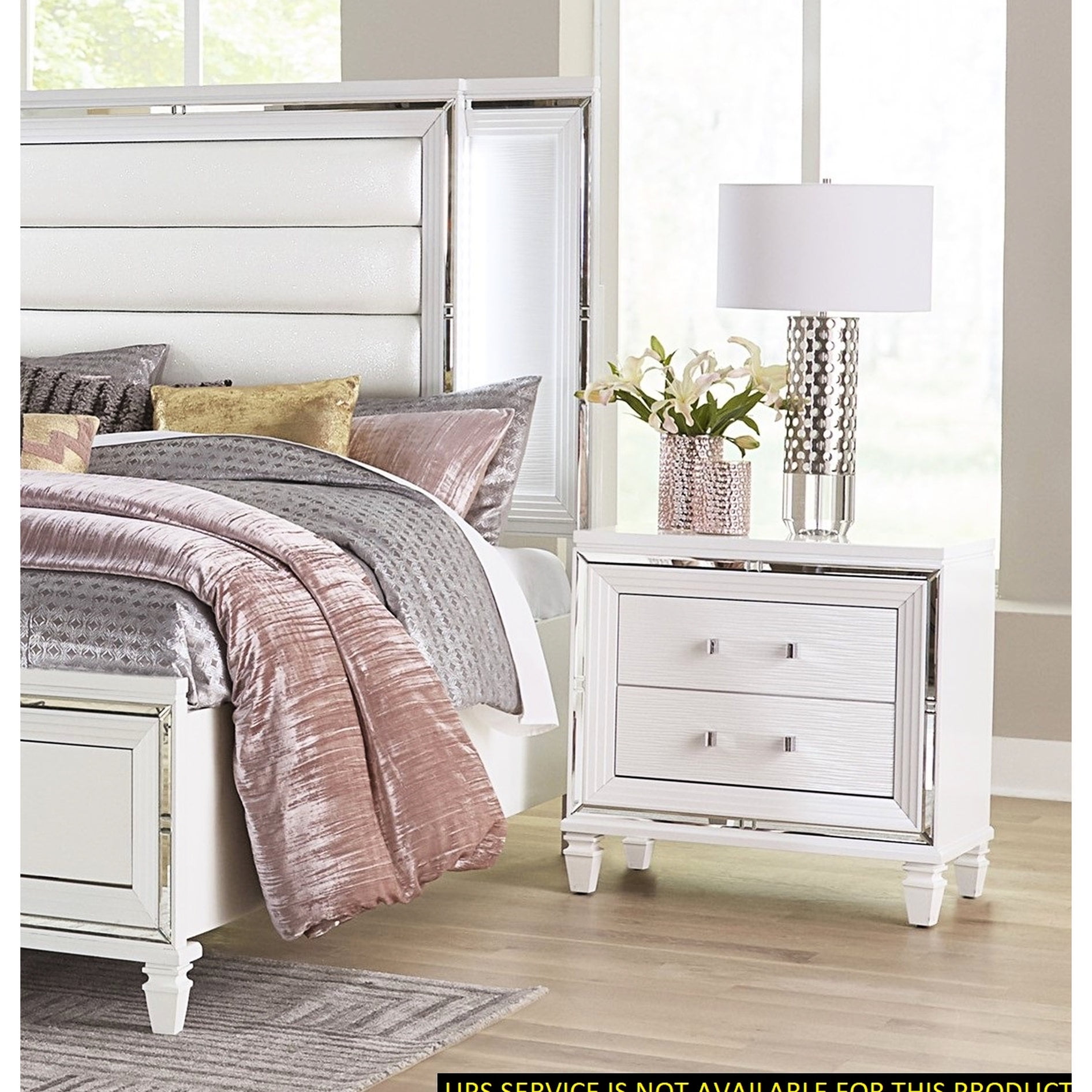 Bedroom Nightstand | Illuminate Bedroom with Mirrored Design | Embossed ...