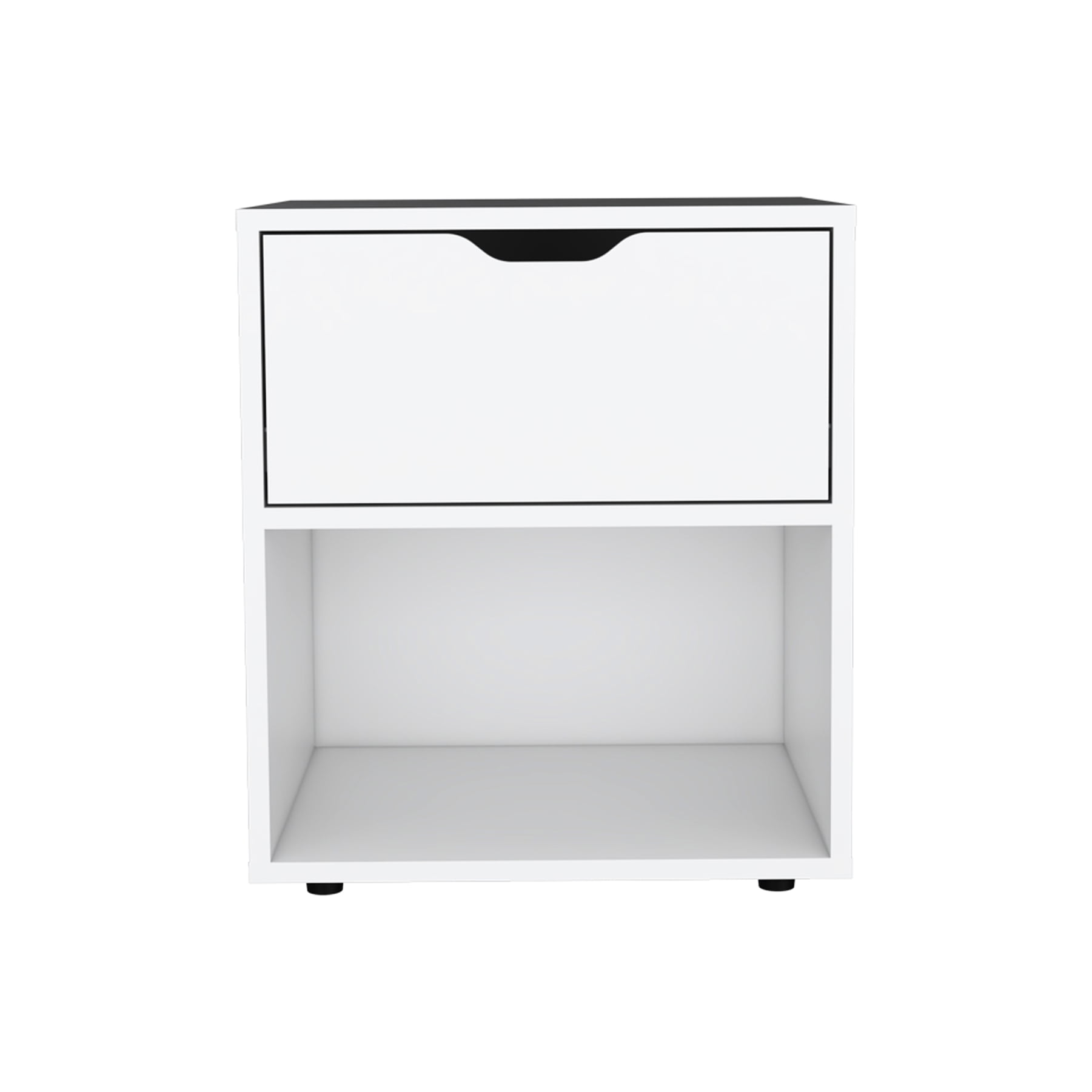 Bedroom Nightstand In White - Model With Versatile Storage Shelf And ...