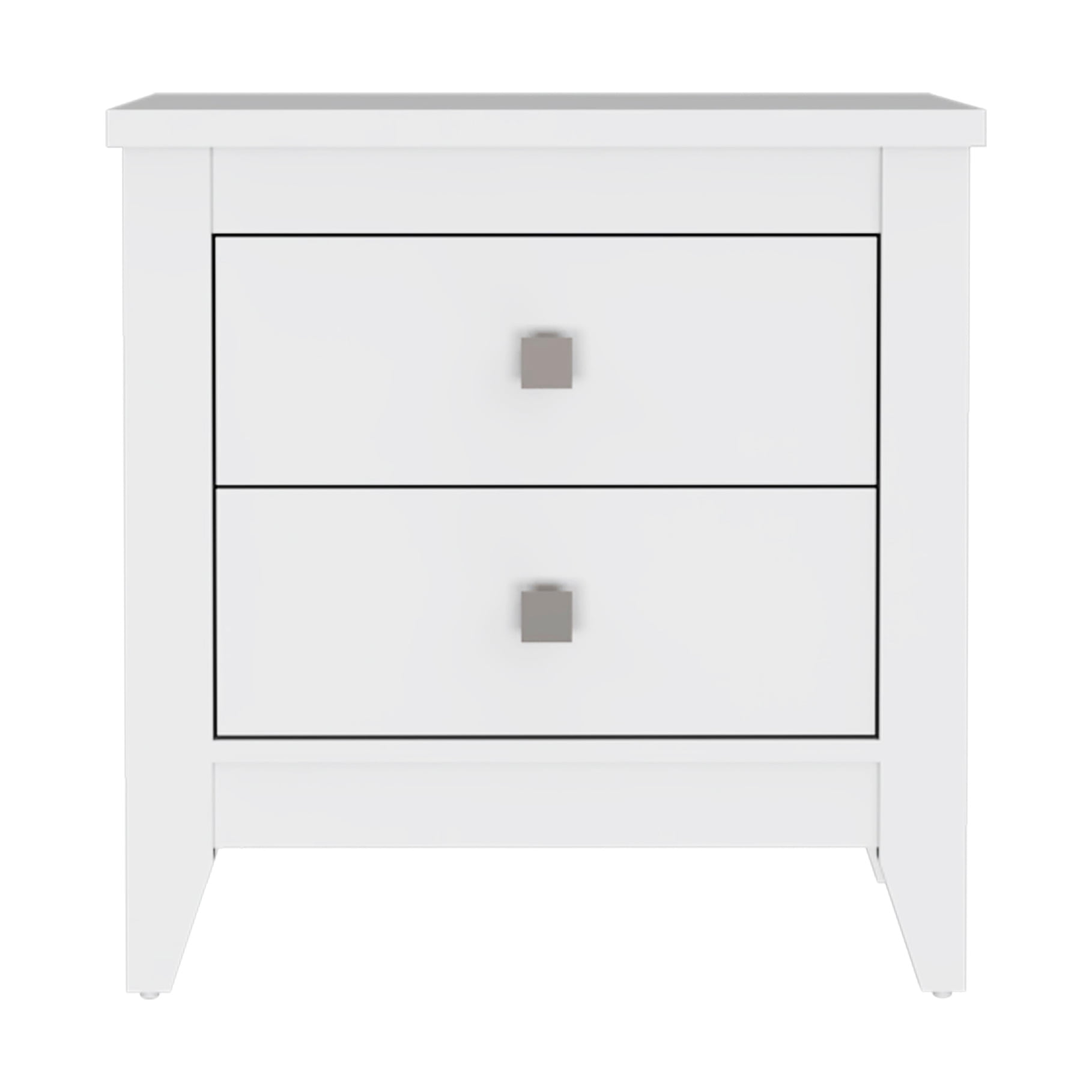Bedroom Nightstand In White With Two Drawers And Four Leg Frames Four ...