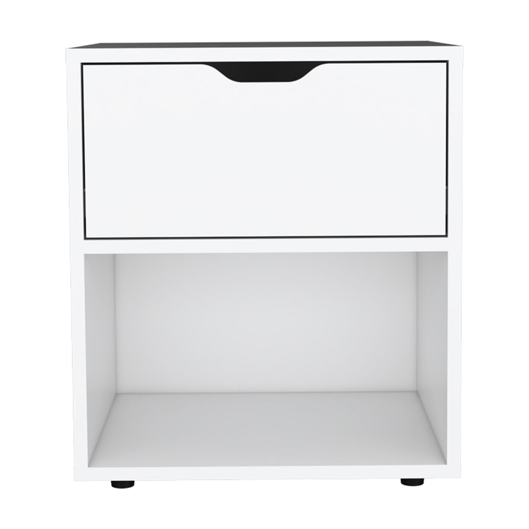 Bedroom Nightstand - White Color With Practical Storage Shelf And ...