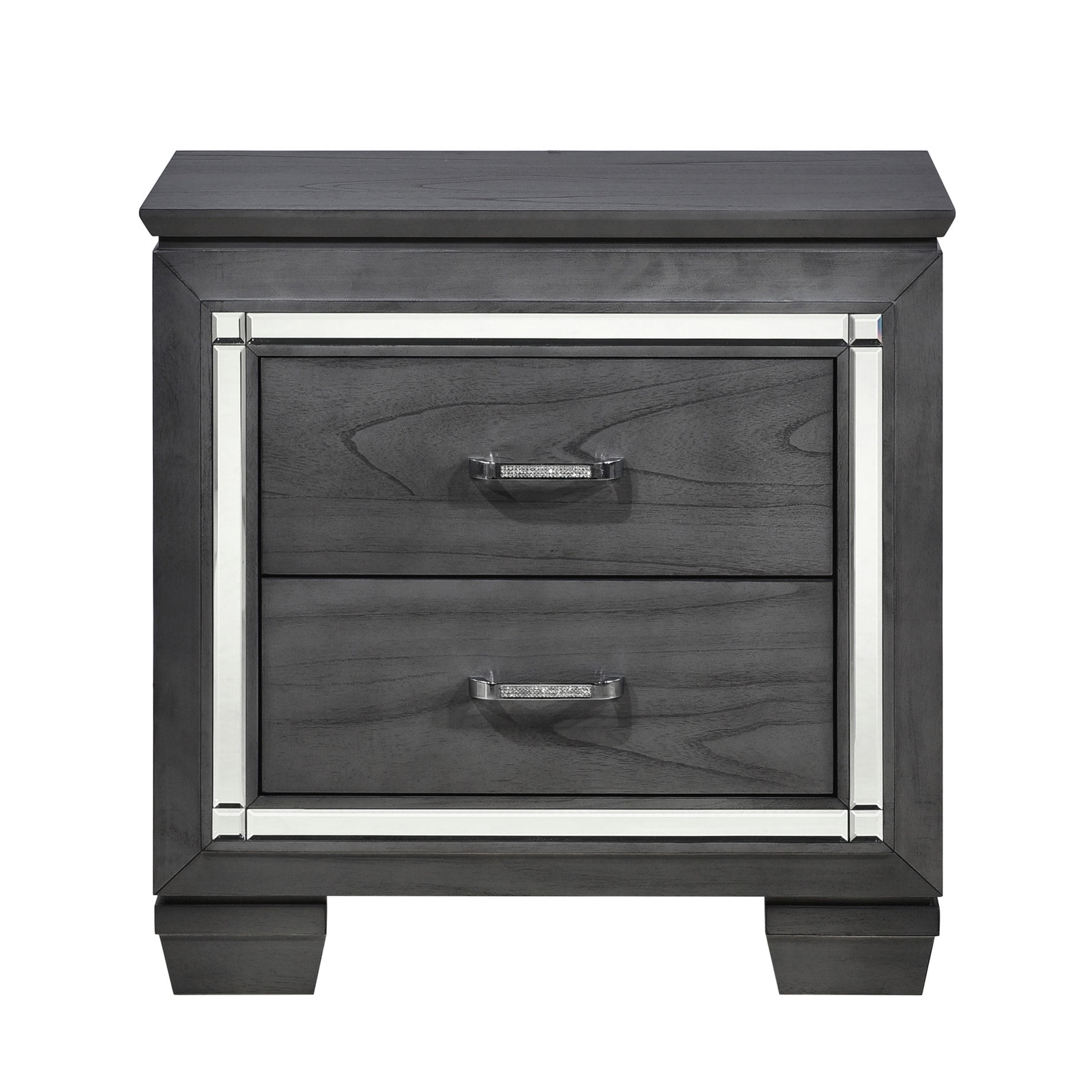 Bedroom Nightstand with 2 Drawers | LED - Enhanced Design | Gray Finish ...