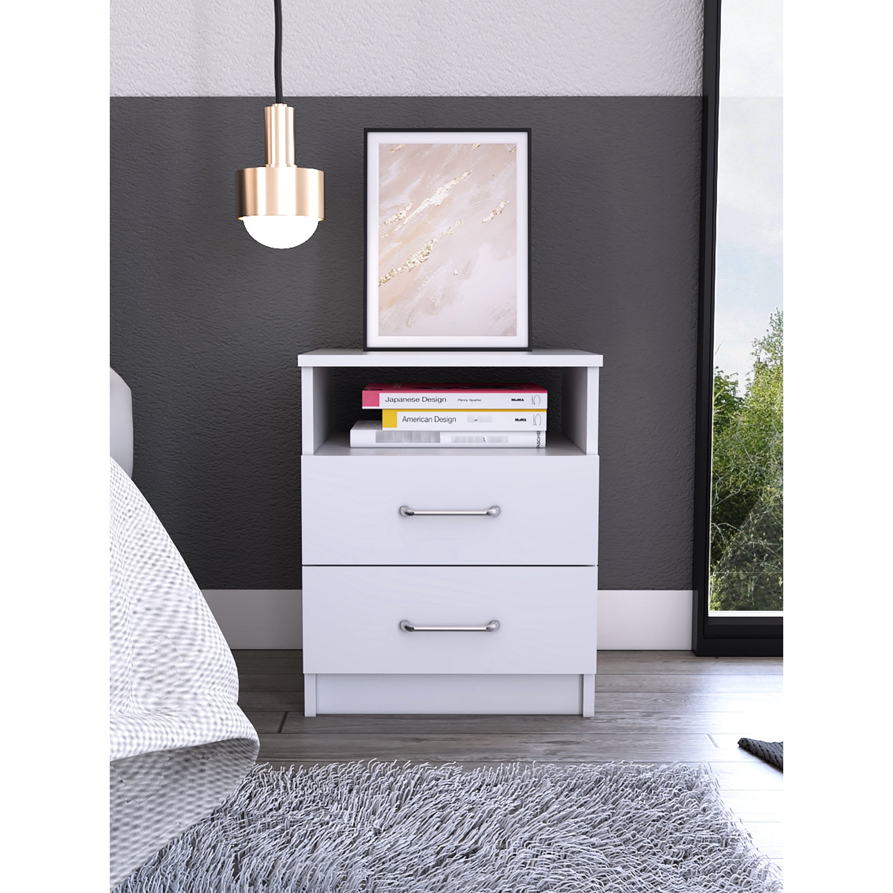 Bedroom Nightstand with Drawers / Display Electronics on Shelf / Great ...