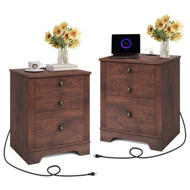 Premium Walnut Nesting Table Set of 3- Living Room Side Tables with ...