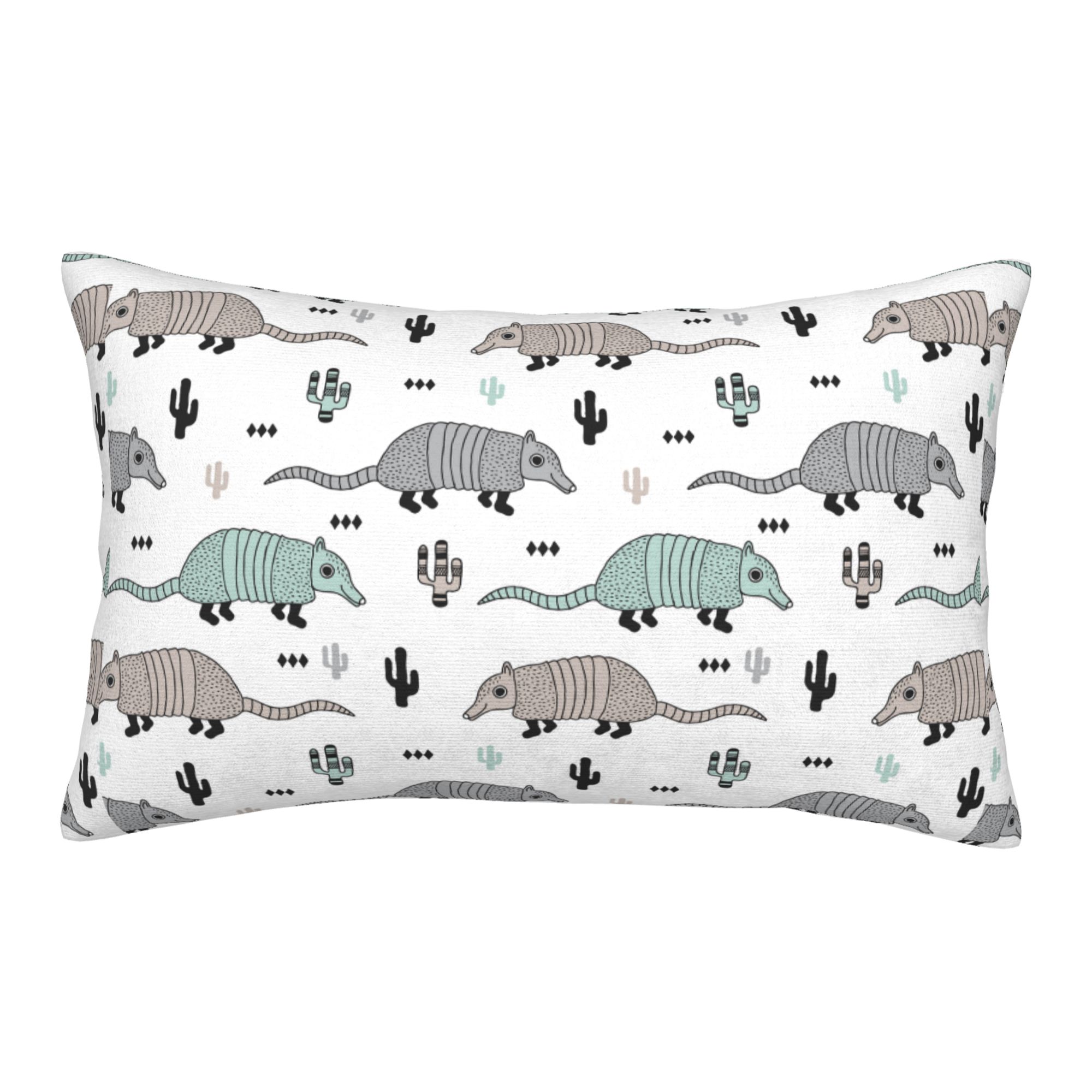 Bedroom Outdoor Decorations Rectangle Two Sides Printed Cute Quirky Armadillo Cactus Woodland ...