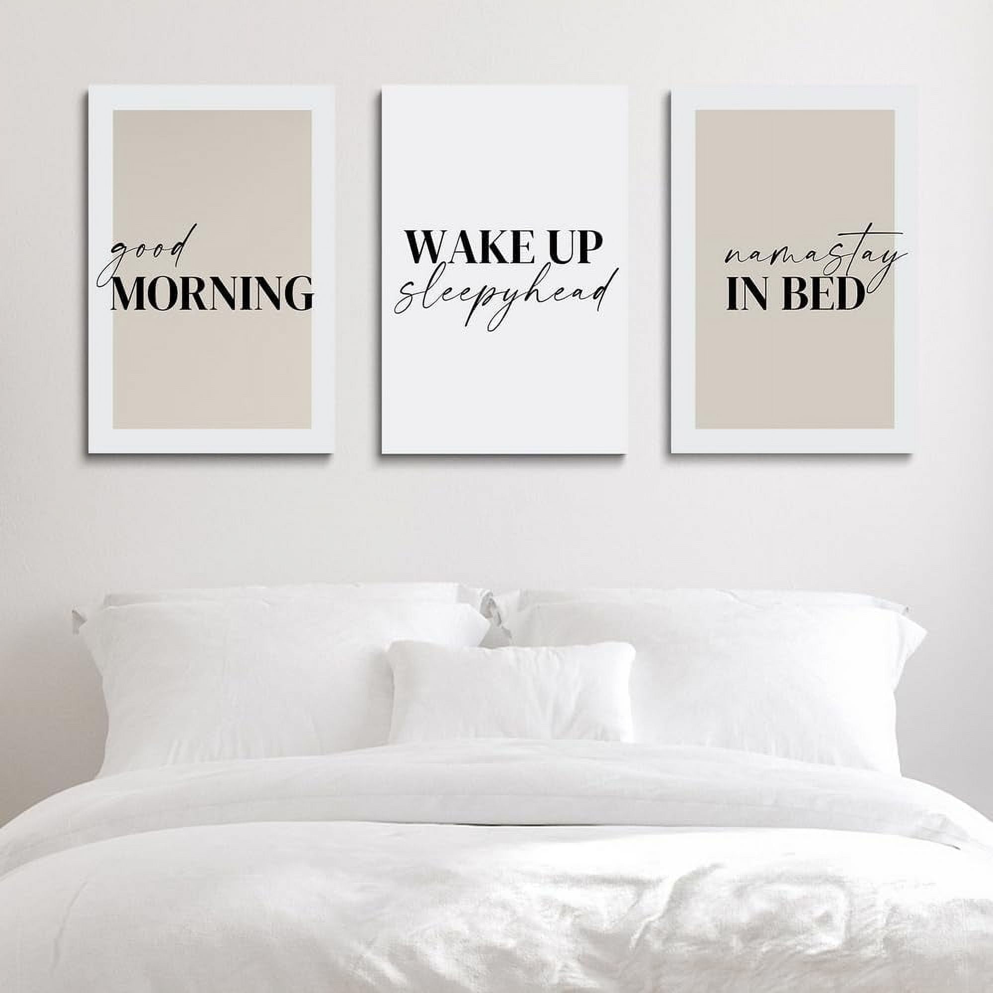 Bedroom Prints Set of 3,Above the Bed Decor,Good Morning Namastay in ...