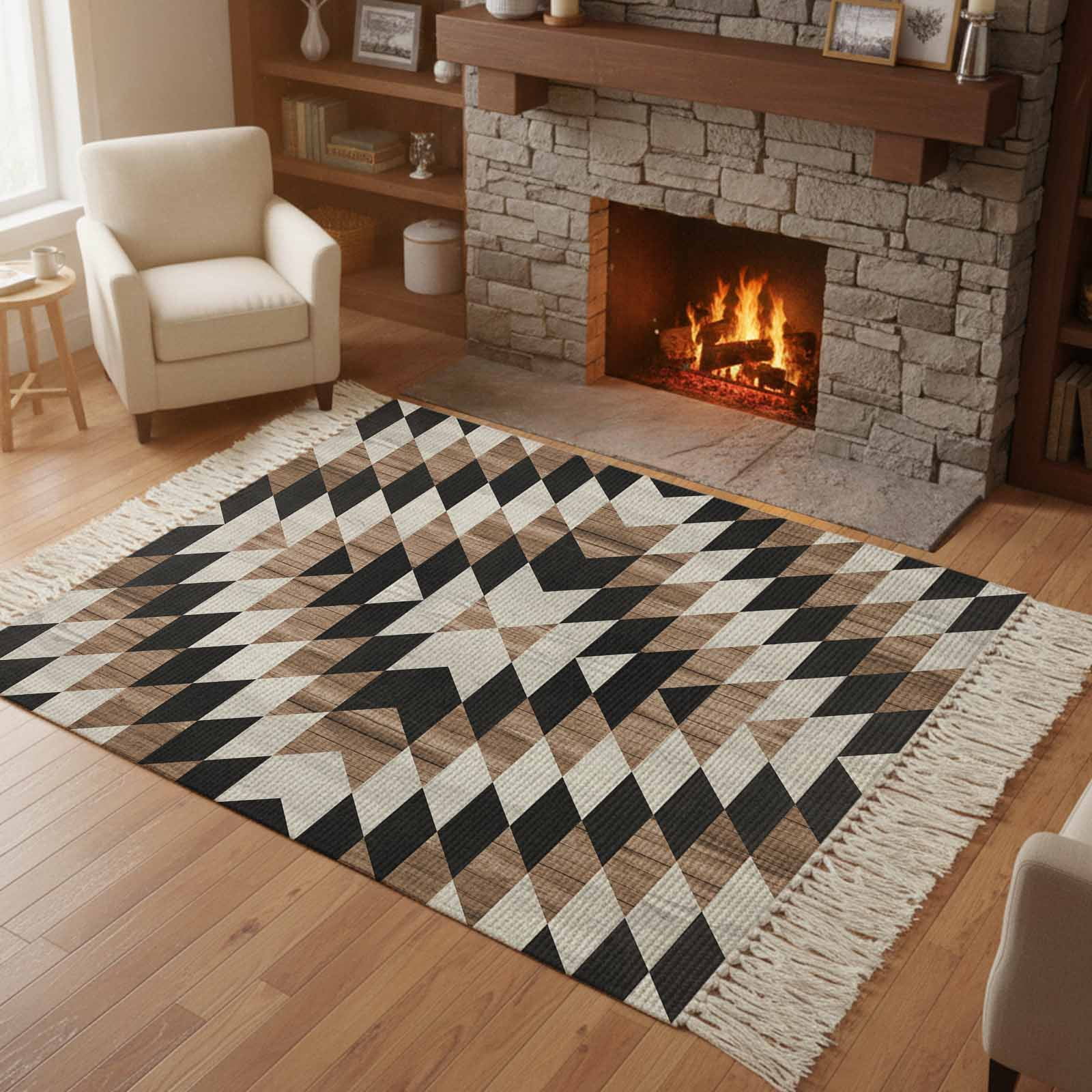 Bedroom Rug Carpet 3'x 5', Abstract Aztec Washable Floor Carpet with ...