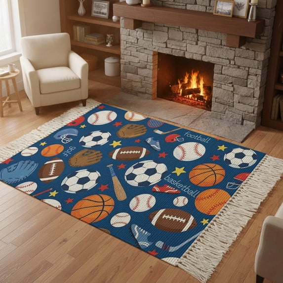 Bedroom Rug Carpet 3'x 5', Ball Sports Washable Floor Carpet with ...