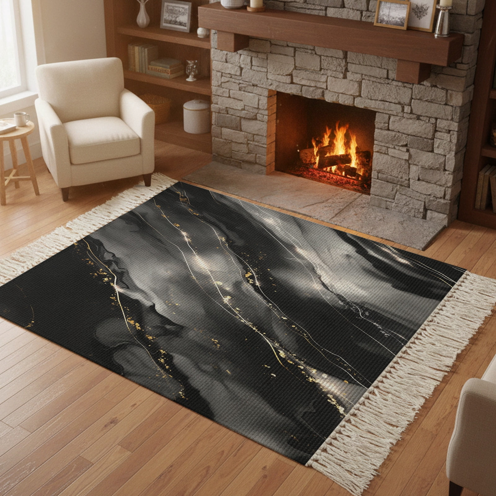 Bedroom Rug Carpet 3'x 5', Blake Gray Marble Washable Floor Carpet with ...