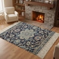 Bedroom Rug Carpet 3'x 5', Blue Boho Washable Floor Carpet with Tassels ...
