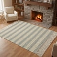 Bedroom Rug Carpet 3'x 5', Blue Striped Washable Floor Carpet with ...