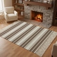 Bedroom Rug Carpet 3'x 5', Brown Striped Washable Floor Carpet with ...