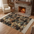 Bedroom Rug Carpet 3'x 5', Brown Teal Geometric Washable Floor Carpet ...