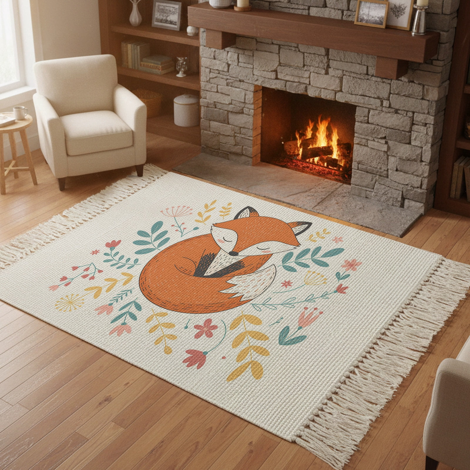 Bedroom Rug Carpet 3'x 5', Cartoon Animals Washable Floor Carpet with ...