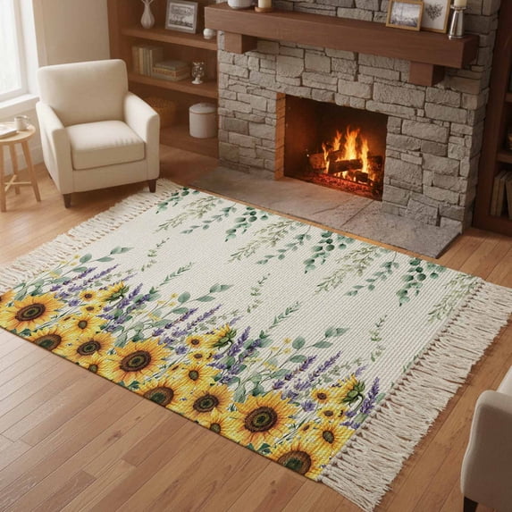 Bedroom Rug Carpet 3'x 5', Eucalyptus Leaves Washable Floor Carpet with ...