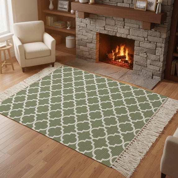 Bedroom Rug Carpet 3'x 5', Green Morocco Washable Floor Carpet with ...