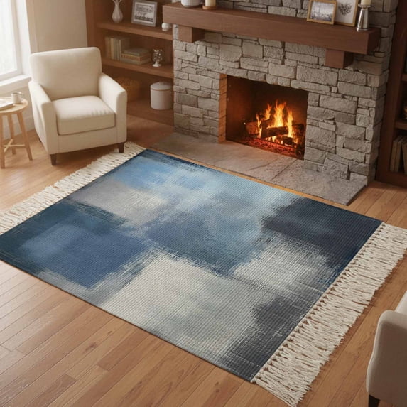 Bedroom Rug Carpet 3'x 5', Navy Blue Ombre Washable Floor Carpet with ...