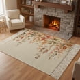 Bedroom Rug Carpet 3'x 5', Orange Botanical Washable Floor Carpet with ...