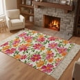 Bedroom Rug Carpet 3'x 5', Pink Orange Floral Washable Floor Carpet ...