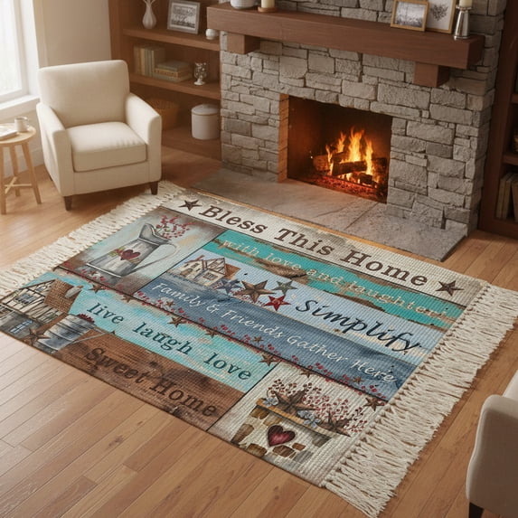 Bedroom Rug Carpet 3'x 5', Rustic Star Farm Washable Floor Carpet with ...