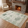 Bedroom Rug Carpet 3'x 5', Sage Green Coastal Washable Floor Carpet ...