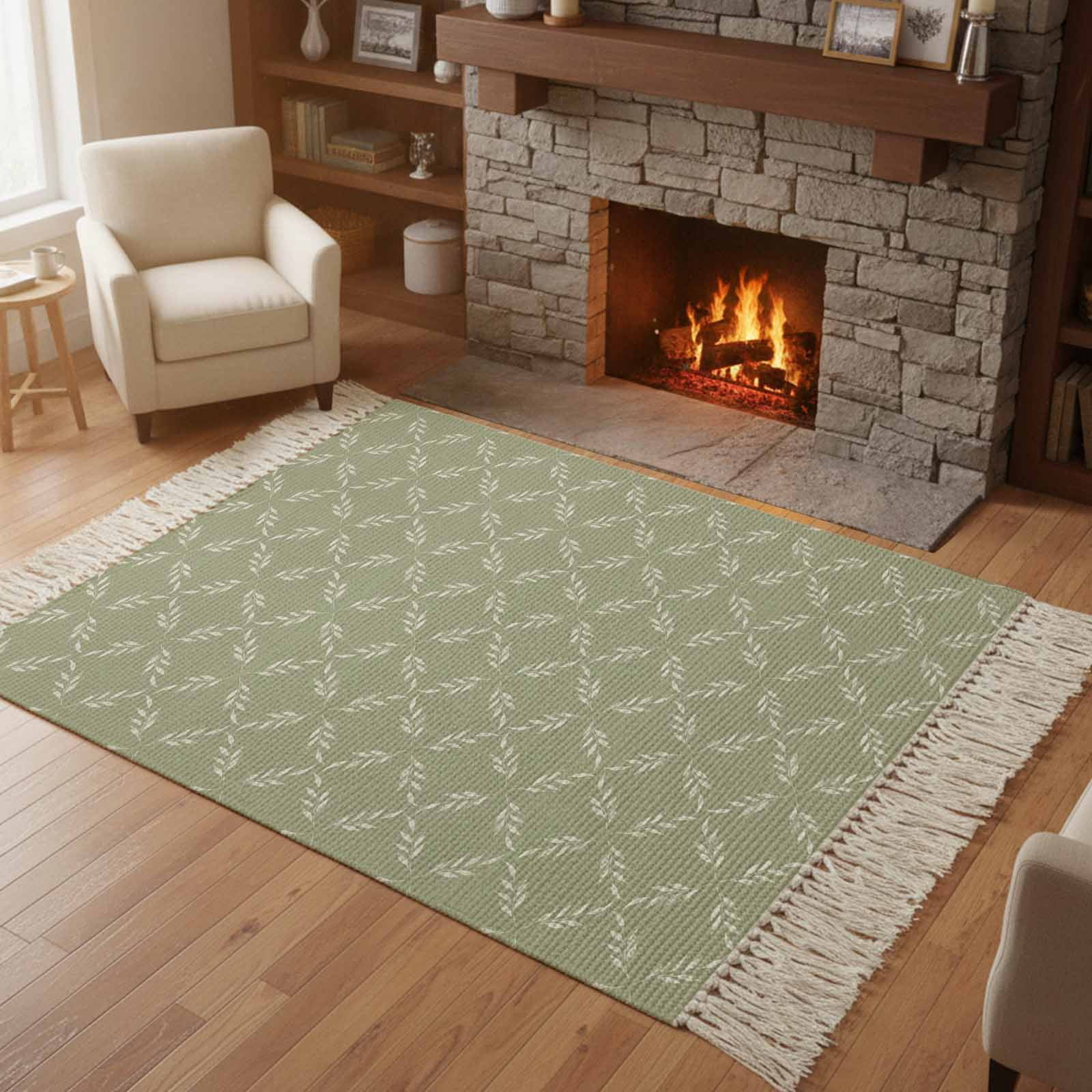 Bedroom Rug Carpet 3'x 5', Sage Green Washable Floor Carpet with ...