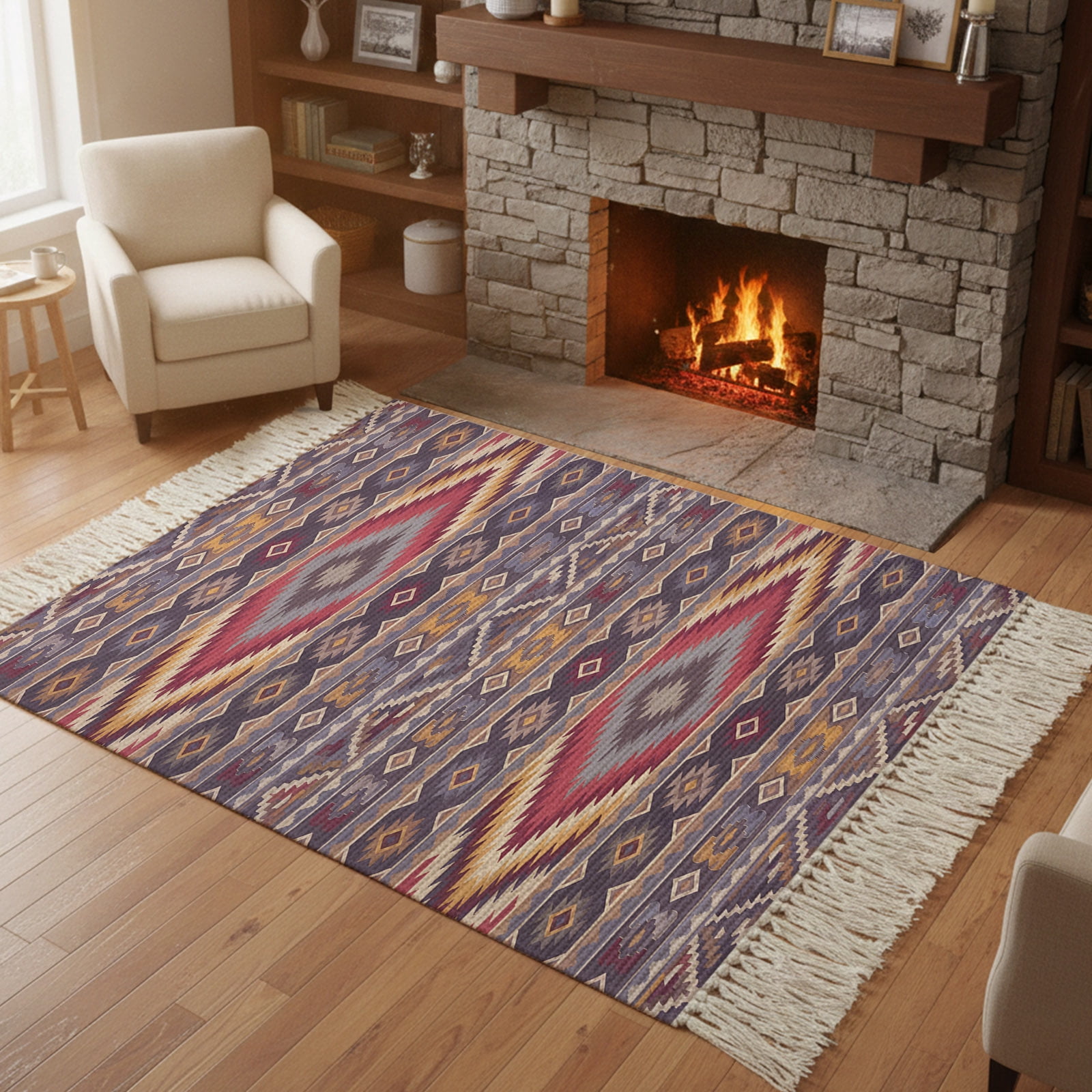 Bedroom Rug Carpet 3'x 5', Southwest Aztec Washable Floor Carpet with ...