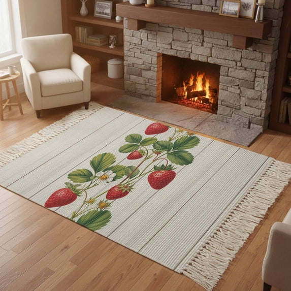 Bedroom Rug Carpet 3'x 5', Strawberry Washable Floor Carpet with ...