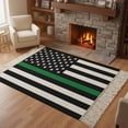 Bedroom Rug Carpet 3'x 5', Thin Green White Line Washable Floor Carpet ...