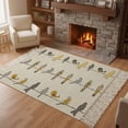 Bedroom Rug Carpet 3'x 5', Yellow Grey Plaid Washable Floor Carpet with ...