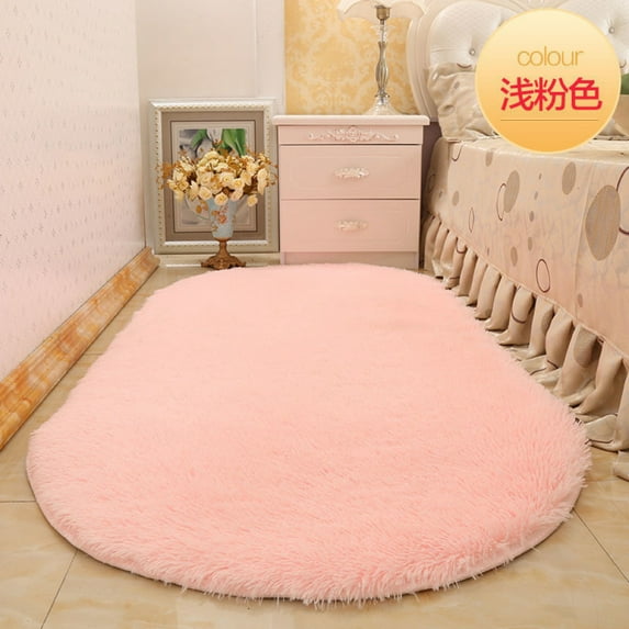 Bedroom Rug Gray Fluffy Shaggy Area Rug for Bedroom Bedside, Soft Oval ...