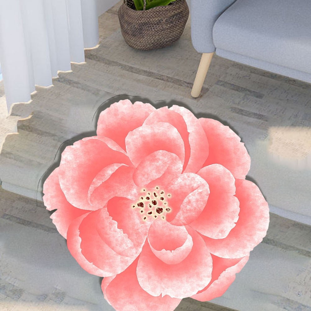 Bedroom Rug Round Carpet Trendy Flower Shaped Rug Non Slip Soft Floor ...