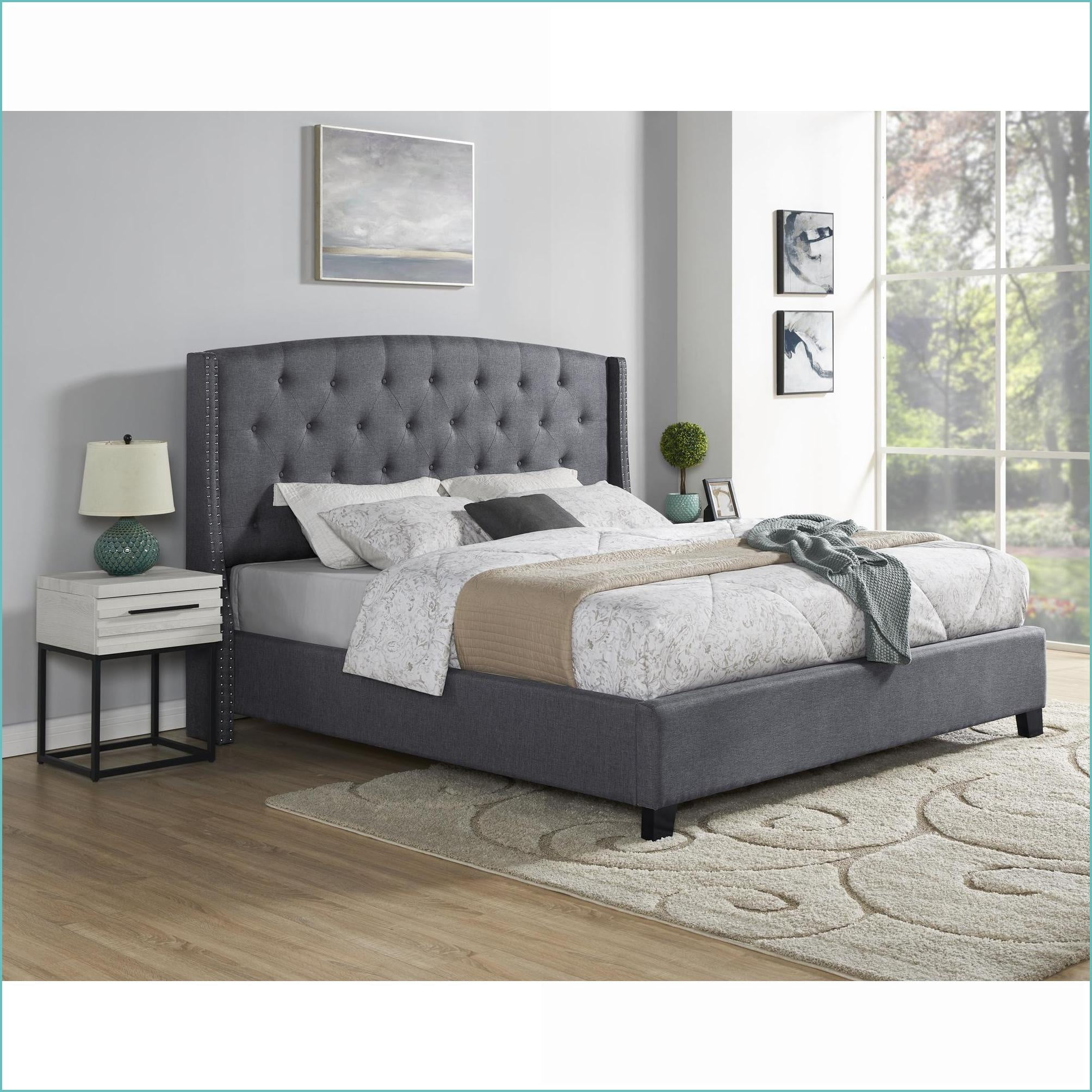 Bedroom Set, 3-Piece Upholstered Tufted Wingback Bed with Two Ivory ...