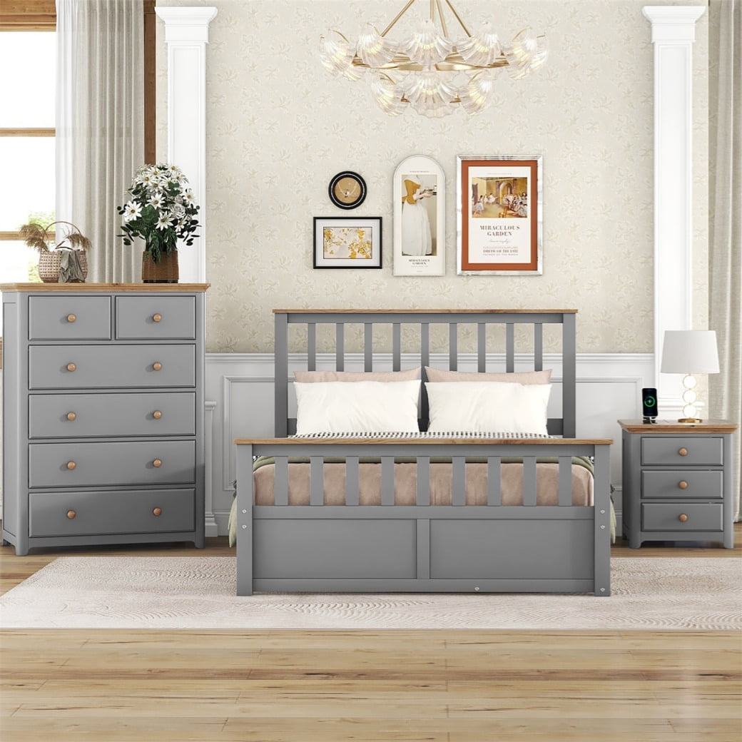 Bedroom Set, 3-Pieces Bedroom Sets, Bedroom Furniture with Full Size ...