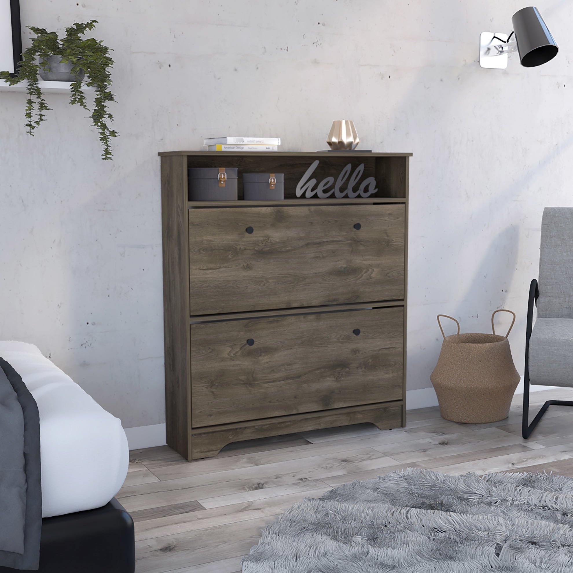 Bedroom Shoe Rack - Dark Brown, Superior Top, 2 Extendable Shelves ...