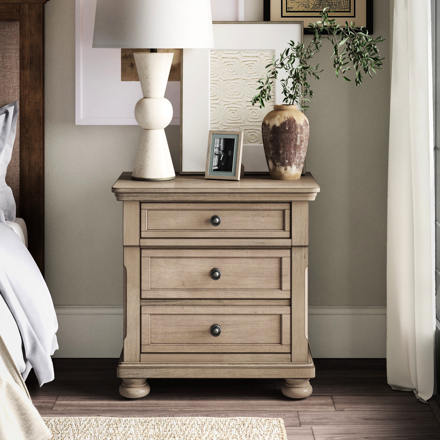Bedroom Side Table | Hidden Storage Drawer for Valuables | Birch Veneer ...