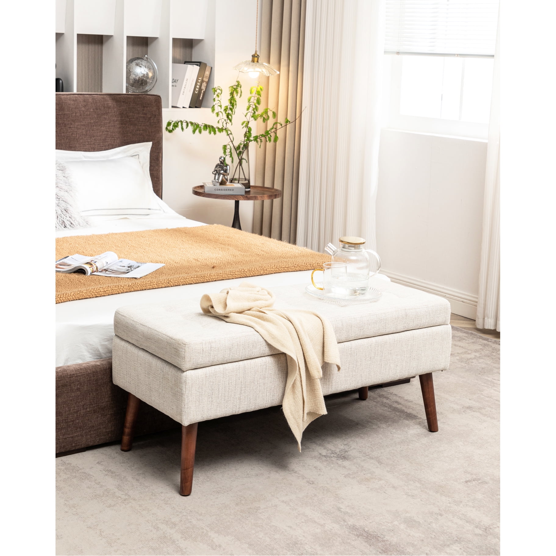 Bedroom Storage Bench With Wheels - Easy Mobility, 43.3"x17.7 End ...