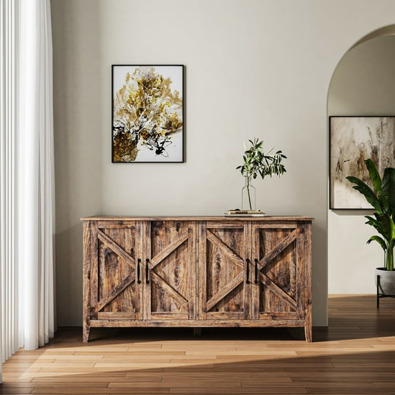 Bedroom Storage Cabinet | Freestanding with 4 Doors & 4 Shelves ...