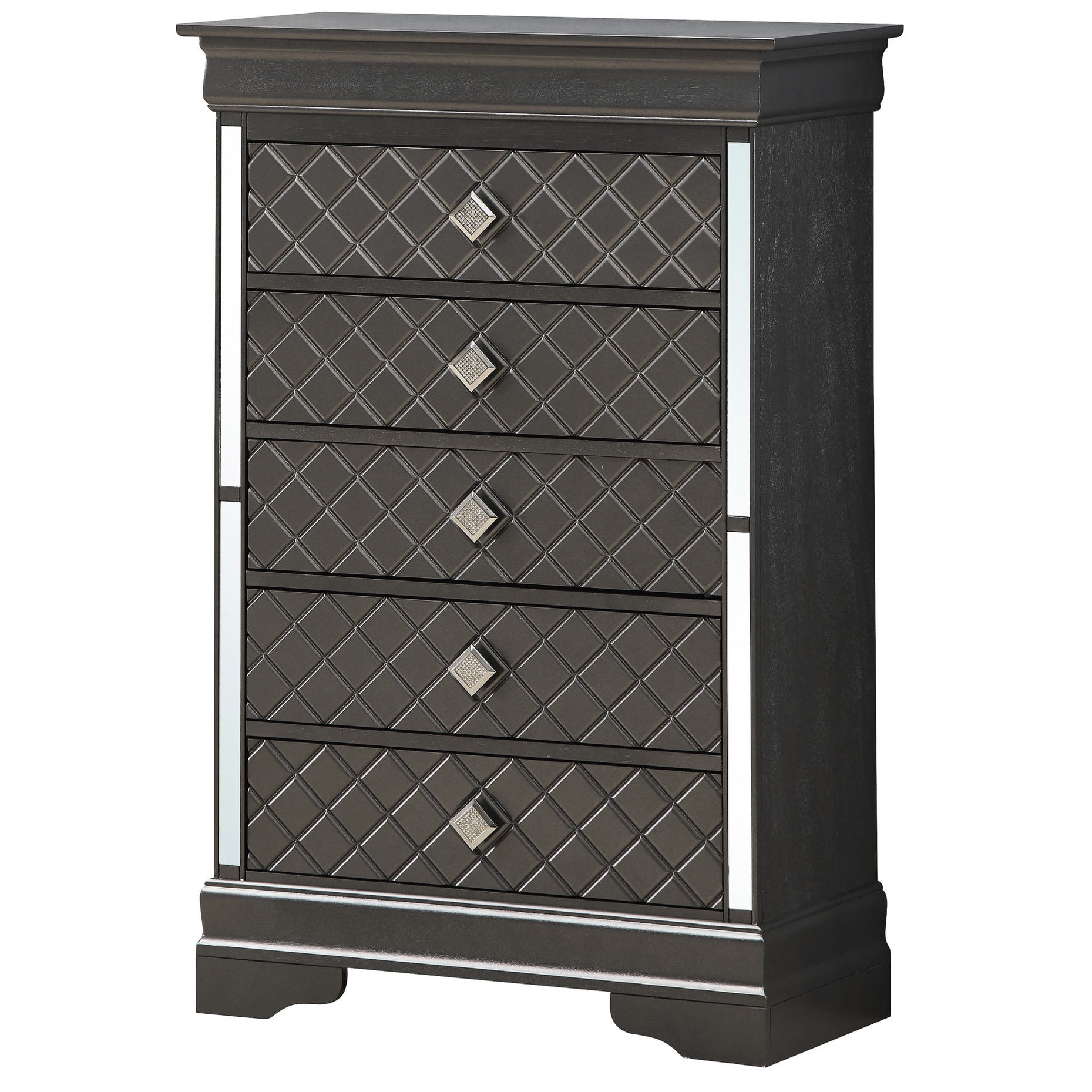 Bedroom Storage Chest Piece | Chrome and Faux Crystal Drawer Pulls ...