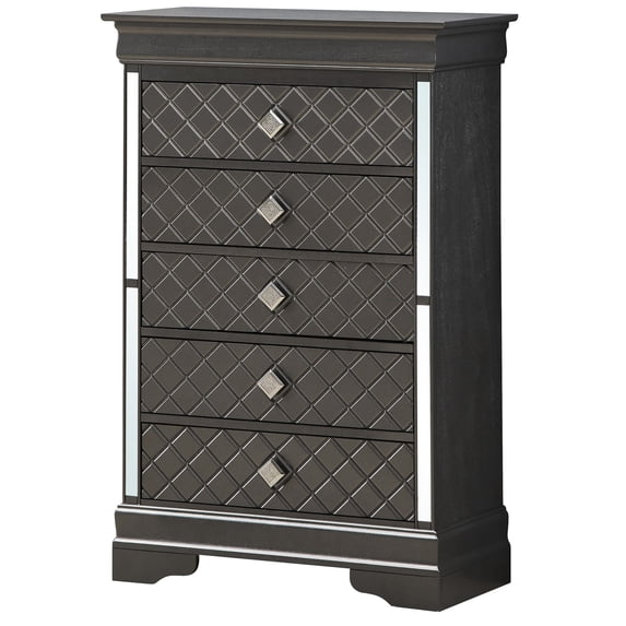 Bedroom Storage Chest Piece | Chrome and Faux Crystal Drawer Pulls ...